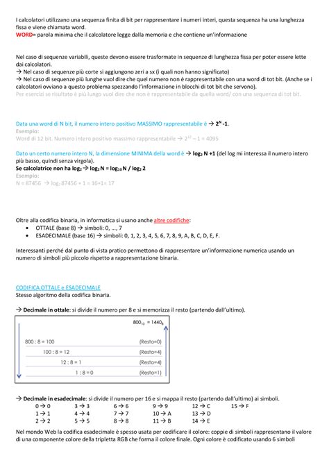 Appunti Del Corso Elementi Di Informatica Esercitazioni Docsity