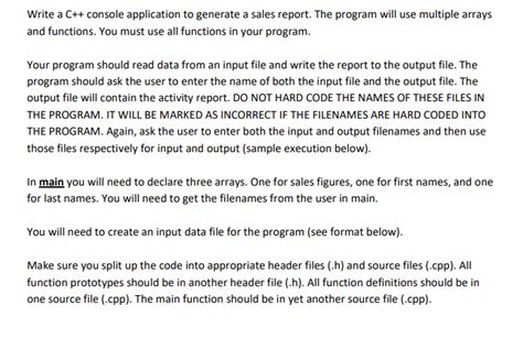 Solved Write A C Console Application To Generate A Sales