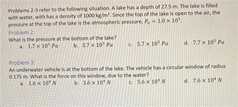 Solved Problems 2−3 Refer To The Following Situation A Lake