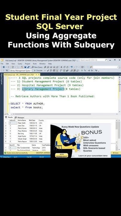 Sql Final Year Project Complete Source Code 500 Queries Sqlinterviewquestions Youtube