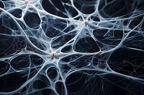 Closeup Of Intricate White Neural Network On Dark Background Illustrating Complex Connections