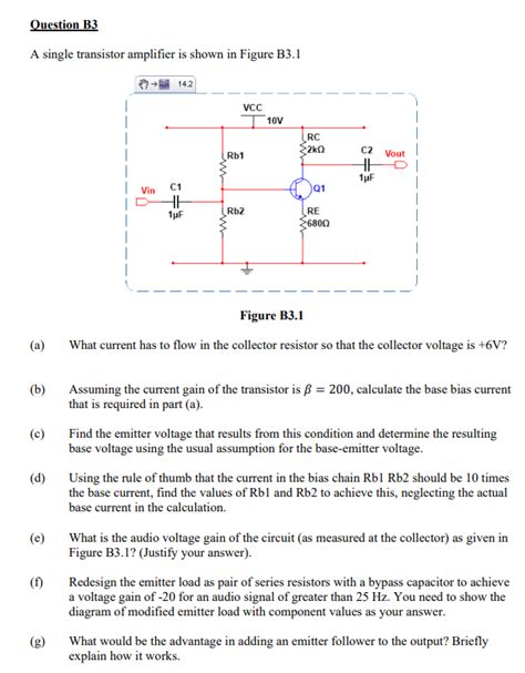 Solved A Single Transistor Amplifier Is Shown In Figure B3 1