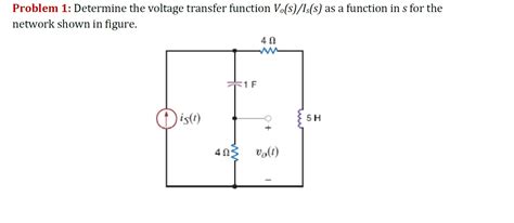 Solved Problem 1 Determine The Voltage Transfer Function