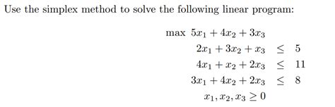 solved use the simplex method to solve the following linear