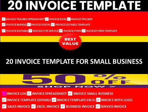 20 Invoice Template Tracker Spreadsheet Excel Invoice Tracker Bundle Digital Invoice Editable