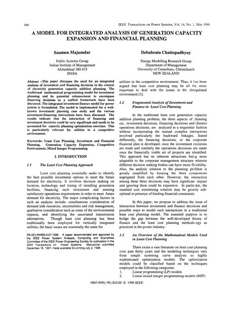 Pdf A Model For Integrated Analysis Of Generation Capacity Expansion