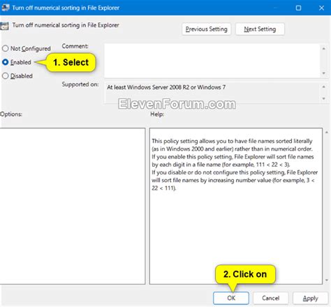 enable or disable numerical sorting in file explorer in windows 11