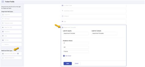 using dropdown with sections field in your ticket form desk365