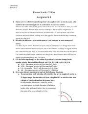 assignment 4.docx - 250920322 Renis Cuko Biomechanics 2241A Assignment 4 1. If you were to ...