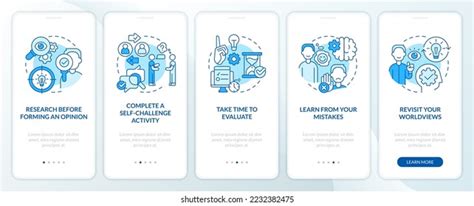 Avoiding Confirmation Bias Tips Blue Onboarding Stock Vector Royalty Free 2232382475