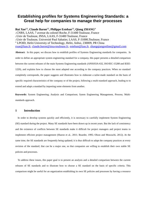 PDF How To Choos A Systems Engineering Standard Analysis And Comparison Of Current Standards
