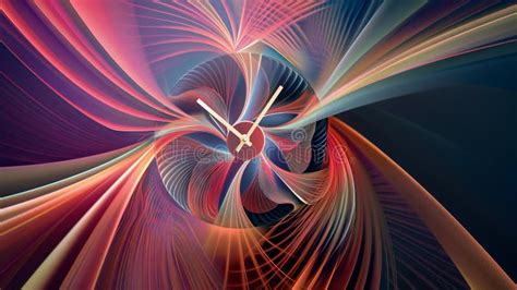 Abstract Clock With Vibrant Swirling Lines In Red Blue And Yellow Creating A Dynamic