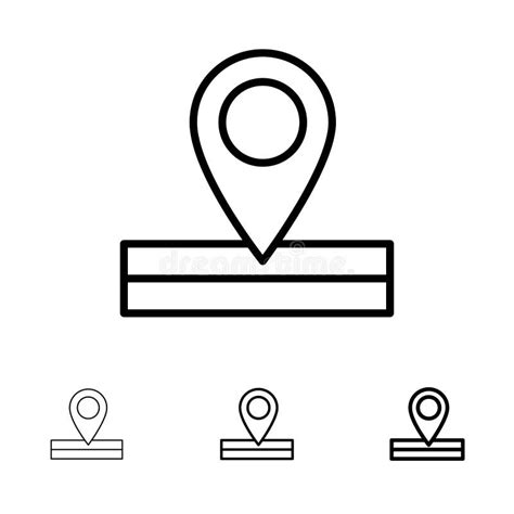 Map Location Place Bold And Thin Black Line Icon Set Stock Vector