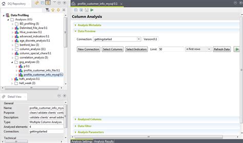 defining a column analysis talend big data platform getting started