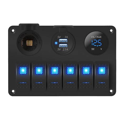 Garfour Marine Boat Rocker Switch Panel Waterproof 12v 6 Gang Toggle