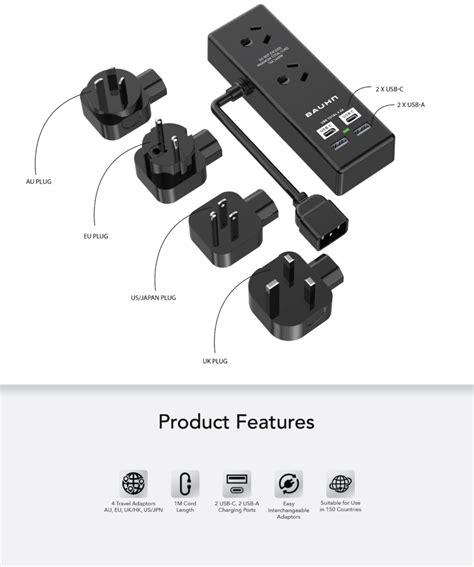 Universal Travel Adaptor Kit Bauhn