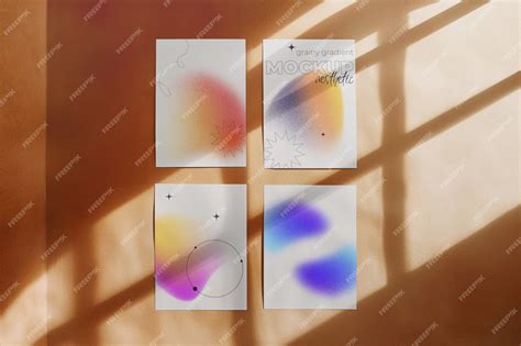 Premium Psd Grainy Gradient Aesthetic Paper Mock Up