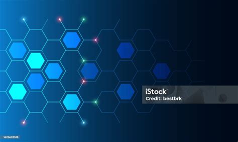 추상적인 기술 배경과 육각형 패턴과 기하학적 모양이 있는 디자인 요소 팔각형에 대한 스톡 벡터 아트 및 기타 이미지 팔각형 패턴 건강관리와 의술 Istock