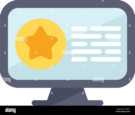 Desktop computer is displaying a customer review highlighted by a gold star rating Stock Vector ...