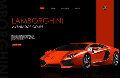 Lamborghini Aventador Landing Page Ui Behance