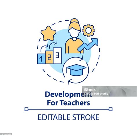 Thin Line Colorful Icon Development For Teachers Concept Stock