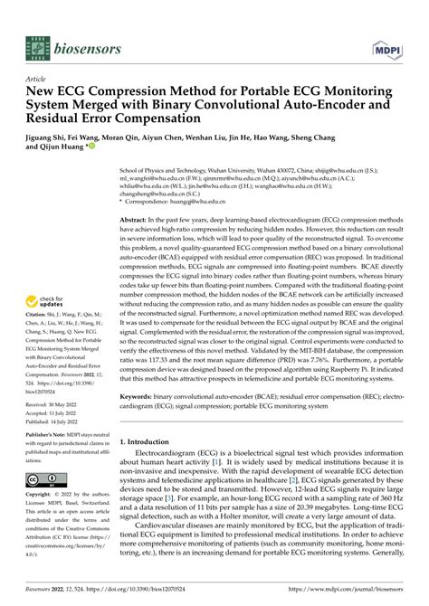 Pdf New Ecg Compression Method For Portable Ecg Monitoring System