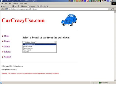 Cis Department Tutorials Asp Net Web Apps Vb 2003 Cars App 1