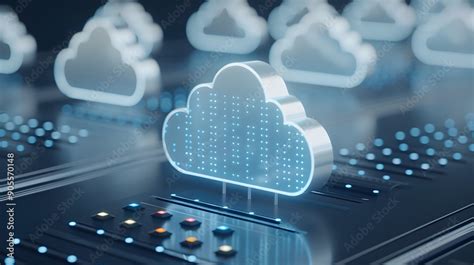 Technology Concept Of Cloud Computing With Multiple Digital Clouds On A Circuit Board