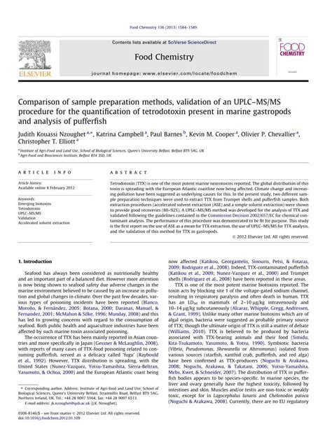 Pdf Comparison Of Sample Preparation Methods Validation Of An Uplcmsms Procedure For The