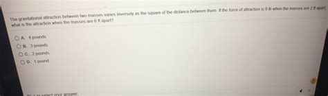 Solved The Gravitational Attraction Between Two Masses
