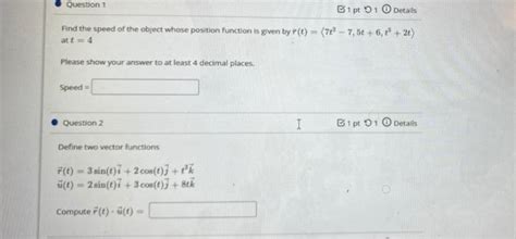 solved question 1 1 pt 1 details find the speed of the