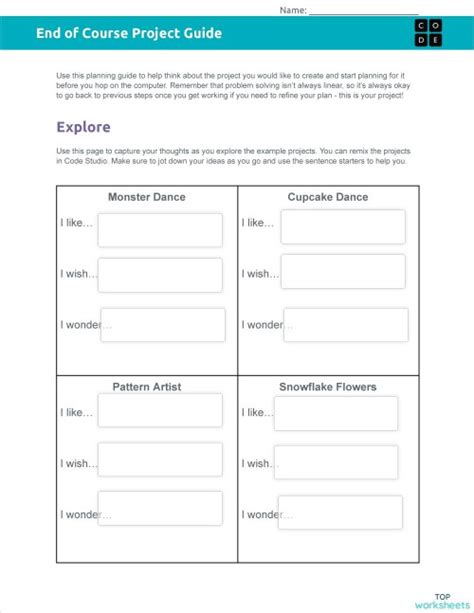 Eoc Project Plan Interactive Worksheet Topworksheets
