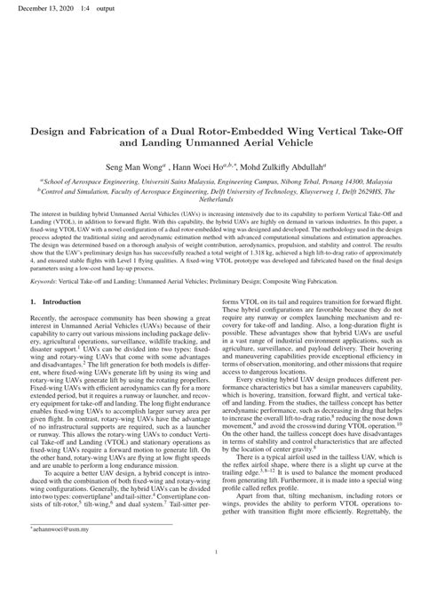 Pdf Design And Fabrication Of A Dual Rotor Embedded Wing Vertical Take Off And Landing