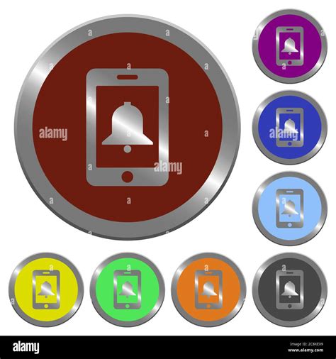 set of color glossy coin like mobile alarm buttons stock vector image