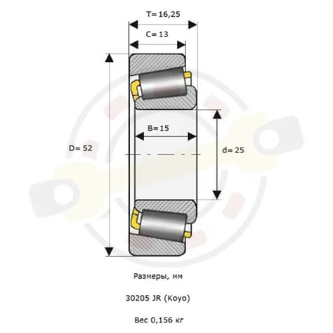 Подшипник конический 30205 JR (Koyo) Размеры 25х52х15 мм CARDAN.SU