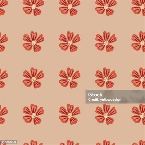 심플한 스타일의 카모마일 꽃 완벽 한 패턴 추상 꽃 끝없는 배경입니다 고풍스런에 대한 스톡 벡터 아트 및 기타 이미지 고풍스런 그래픽 프린트 꽃 나무 Istock