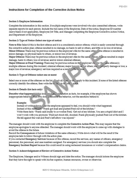 Employee Write Up Form Workplace Wizards Restaurant Consulting