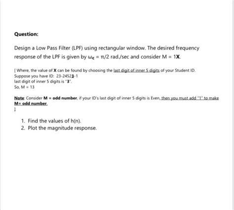 Solved Design A Low Pass Filter LPF Using Rectangular Chegg