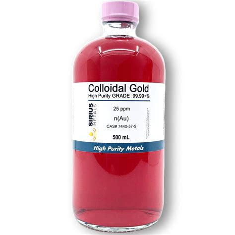 True Colloidal Gold 25 Ppm 99 99 Purity 500 Ml Glass Bottle Usa