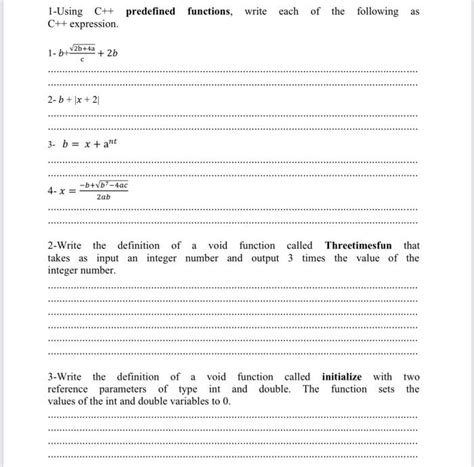 Solved 1 Using C Predefined Functions Write Each Of The