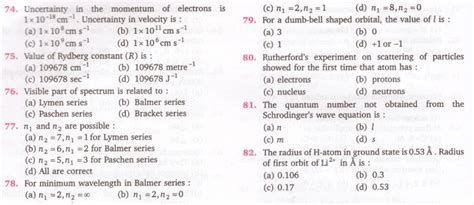 Structure Of Atoms MCQs All About Chemistry