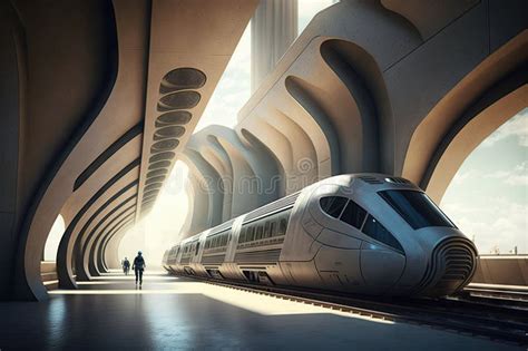 Futuristic Subway System With Sleek And Modern Trains And Futuristic Design Stock Illustration