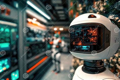 Futuristic Robot in High-tech Laboratory with Led Screens Stock Photo - Image of hightech ...