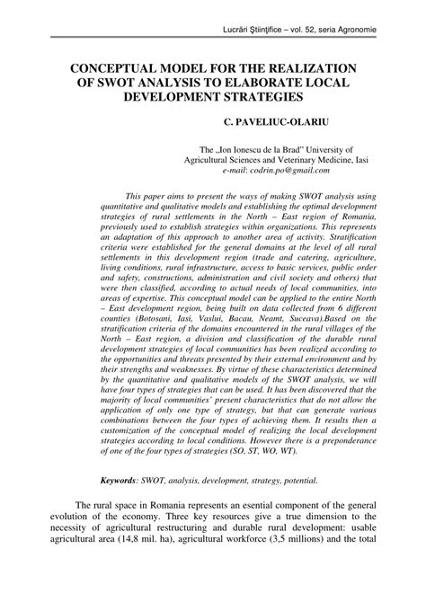 Pdf Conceptual Model For The Realization Of Swot Analysis To