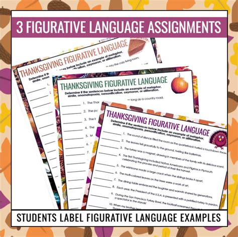 Thanksgiving Figurative Language Assignments Literary Devices Activity