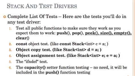 Solved STACK AND TEST DRIVERS Complete List Of Tests Here Chegg