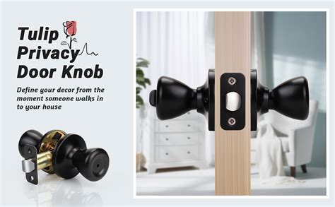 Knobwell 6 Pack Matte Black Privacy Door Knobs Lock For Bedroom And
