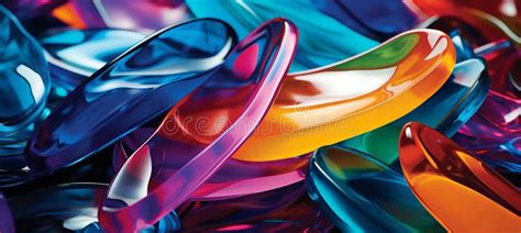 Vibrant And Colorful Glass Circle Shapes Abstract Background With Reflective Compositions Stock