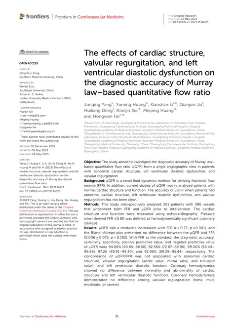 Pdf The Effects Of Cardiac Structure Valvular Regurgitation And Left Ventricular Diastolic
