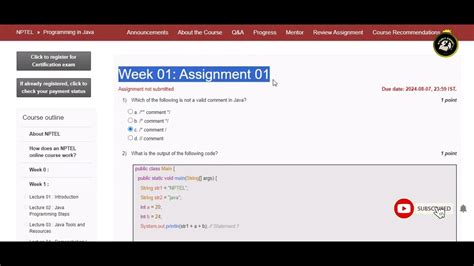 Programming In Java Week 1 Assignment Youtube Education Trending Nptel Youtube